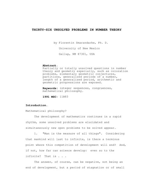pdf thirty six unsolved problems in number theory
