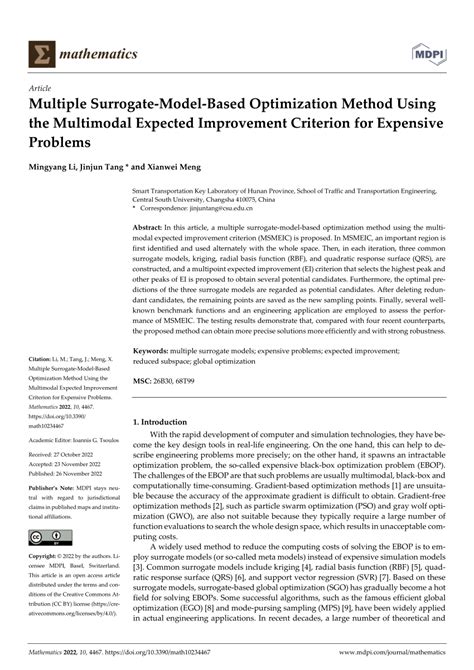 pdf multiple surrogate model based optimization method using the multimodal expected