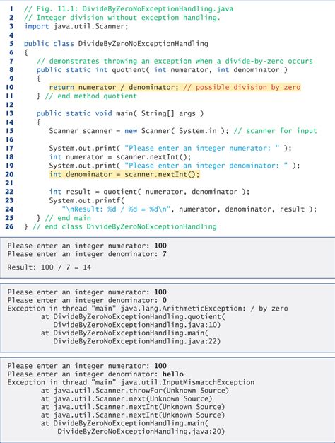 11 2 Example Divide By Zero Without Exception Handling Java How To