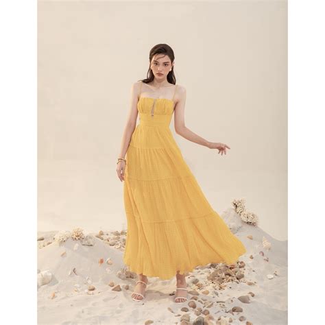 Mua Đầm Maxi đi Biển Đầm 2 Dây Váy Hở Lưng Cao Cấp Thiết Kế đỏ Vàng Trắng Xanh Xốp Nhún 2 Lớp