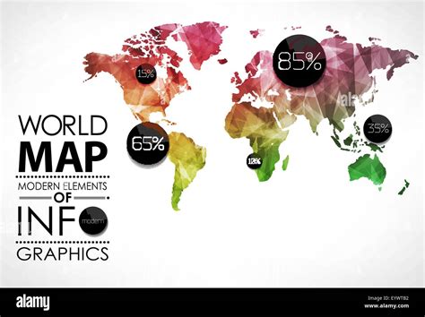 World Map Infographic Template All Countries Are Selectable Stock