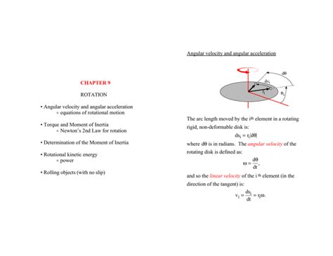 chapter 9 rotation angular velocity and angular acceleration