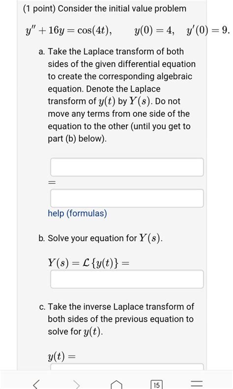 solved 1 point consider the initial value problem 16y