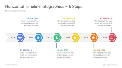 6 Steps Horizontal Timeline Infographics PowerPoint Template Designs