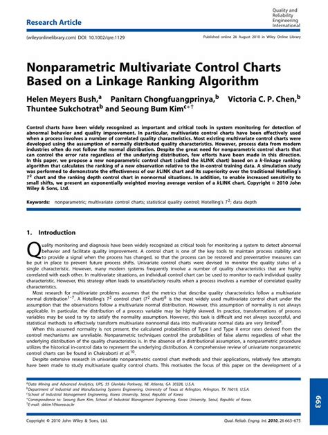 pdf nonparametric multivariate control charts based on a linkage ranking algorithm dokumen tips