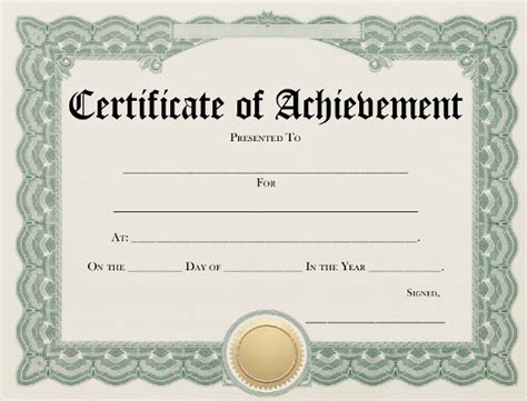 Free Examples Of Certificate Of Achievement In Publisher In Blank