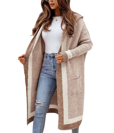 Chouyatou Women S Color Block Vertical Striped Open Front Oversized