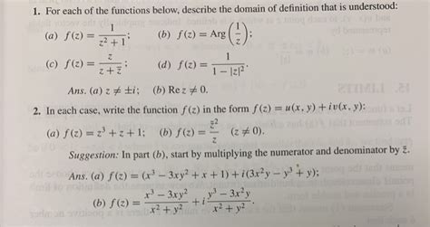 solved 1 for each of the functions below describe the