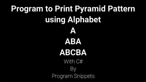 program to print pyramid using alphabet with c youtube
