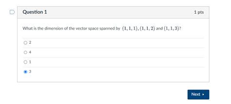 solved what is the dimension of the vector space spanned by
