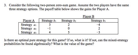 3 consider the following two person zero sum game