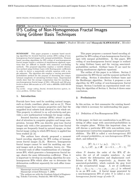 pdf ifs coding of non homogeneous fractal images using grobner basis techniques