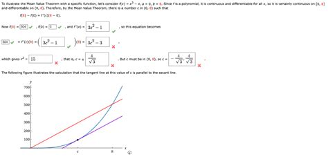 solved to illustrate the mean value theorem with a specific