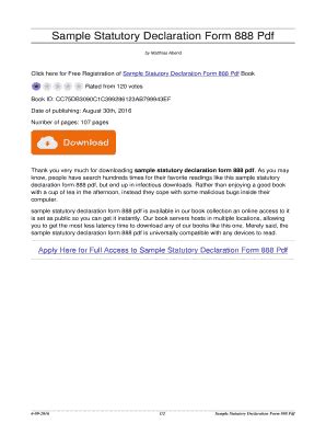 Fillable Online Sample Statutory Declaration Form 888 Pdf Sample