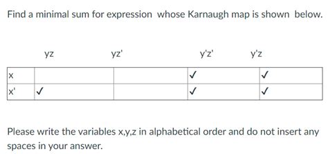 solved find a minimal sum for expression whose karnaugh map