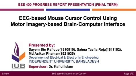 pdf eeg based mouse cursor control using motor imagery based brain computer interface eee 400