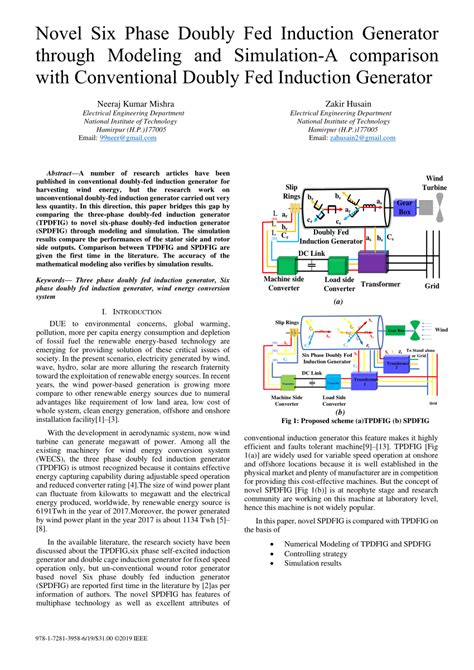 pdf novel six phase doubly fed induction generator through modeling and simulation a