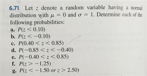 solved 6 71 let z denote a random variable having a normal
