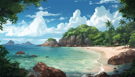 Nature Sound Of Sea Waves For Relaxing Abandoned Island Anime Style