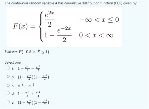 solved the continuous random variable x has cumulative