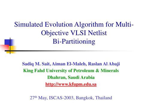ppt simulated evolution algorithm for multi objective vlsi netlist bi partitioning powerpoint