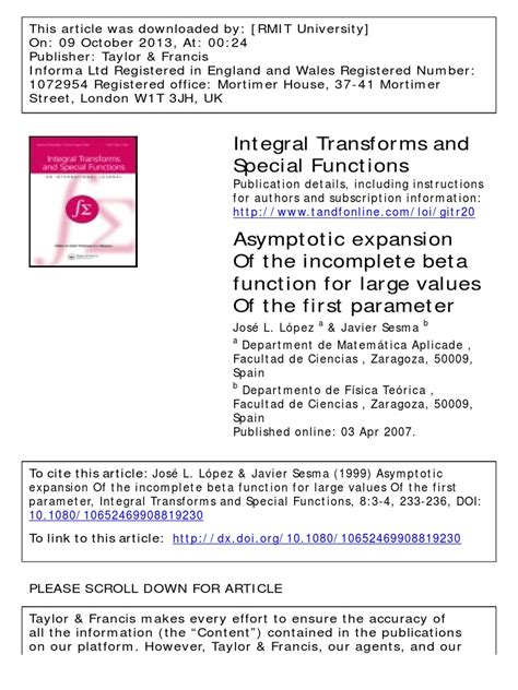asymptotic expansion of the incomplete beta function for large values of the first parameter