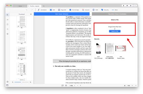how to display two pdfs side by side simultaneously in pdf reader app split viewing mode