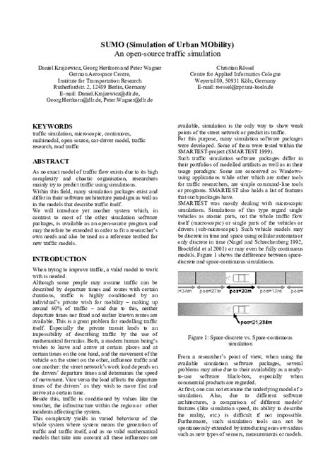 pdf sumo simulation of urban mobility an open source traffic simulation daniel krajzewicz