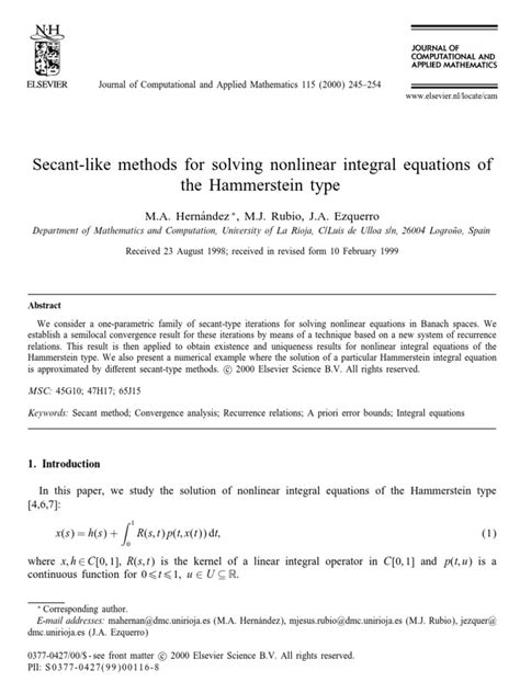 secant like methods for solving nonlinear integral equations of the hammerstein type pdf