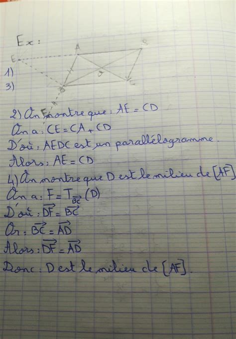 Exercice 7 ACKM Est ABCD Est Un Parallelogramme De Centre O 1