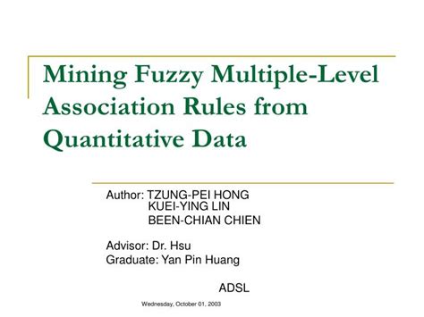ppt mining fuzzy multiple level association rules from quantitative data powerpoint