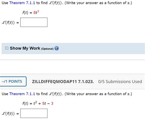 solved use theorem 7 1 1 to find l{f t } write your answer