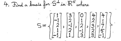 solved 4 find a basis for s⊥ in r5 where