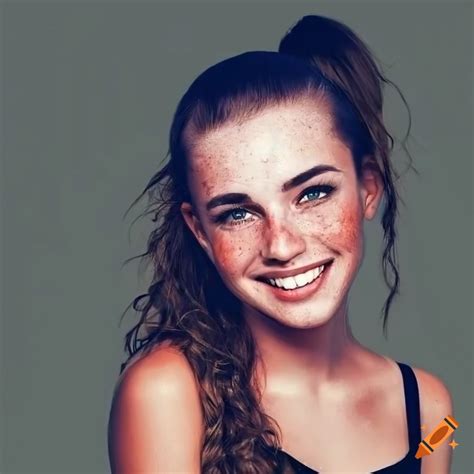 Portrait Of A Beautiful Woman With Freckles And Dark Hair On Craiyon