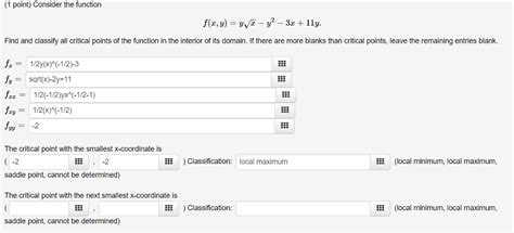 solved 1 point consider the function find and classify all
