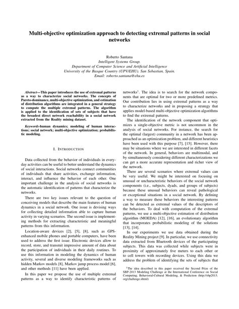 pdf multi objective optimization approach to detecting extremal patterns in social networks