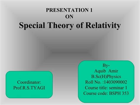 special theory of relativity ppt