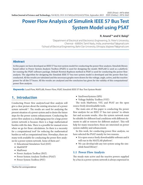 pdf power flow analysis of simulink ieee 57 bus test system model using psat