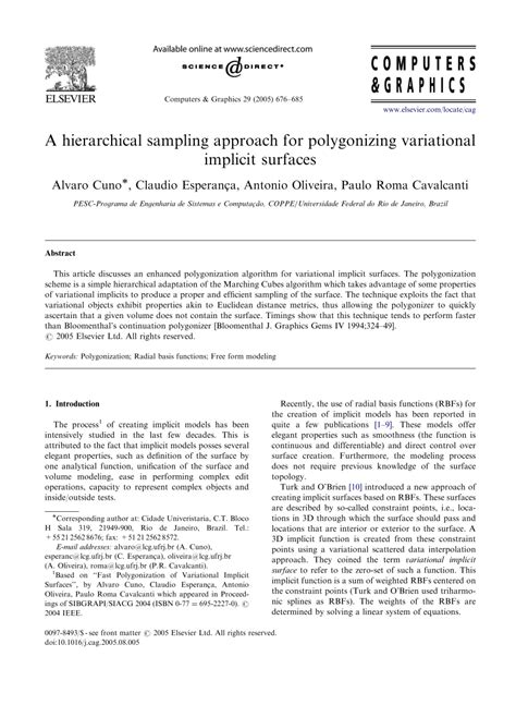 pdf a hierarchical sampling approach for polygonizing variational implicit surfaces