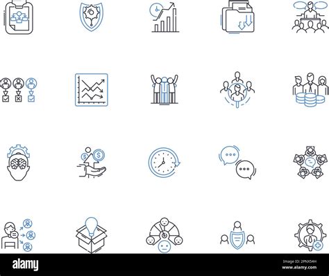 Coordination Line Icons Collection Collaboration Synchronization