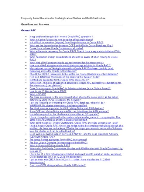rac interview questions pdf oracle database computer cluster