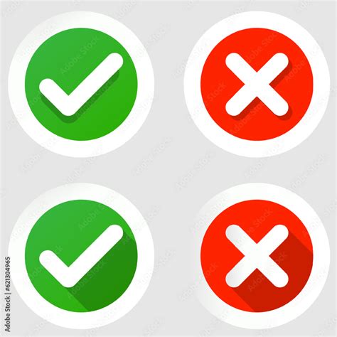 A Set Of Cross And Check Mark Icons On White Background Vector Buttons