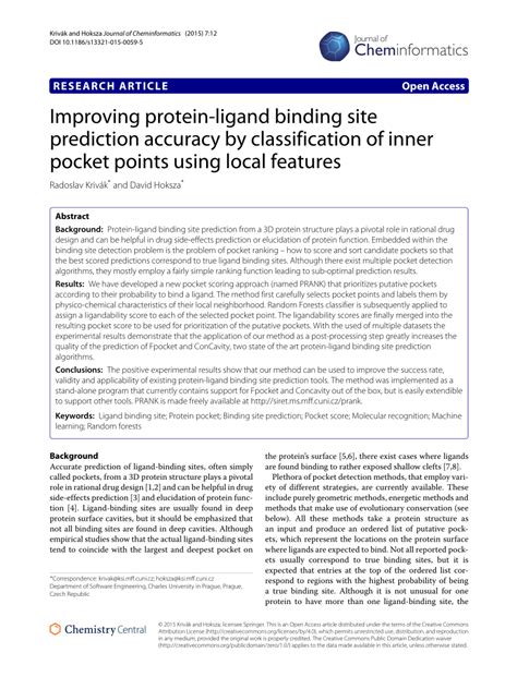 pdf improving protein ligand binding site prediction accuracy by classification of inner