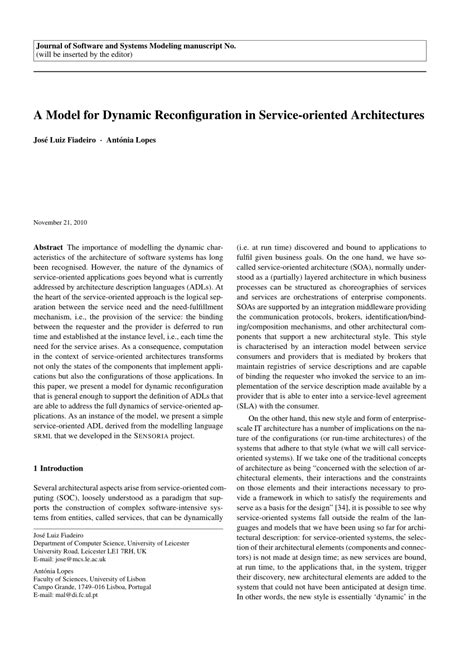pdf a model for dynamic reconfiguration in service oriented architectures