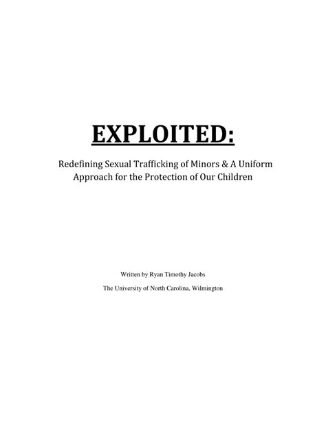 pdf exploited redefining sexual trafficking of minors and a uniform approach for the