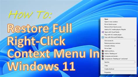 How To Restore Full Right Click Context Menu In Windows 11 YouTube