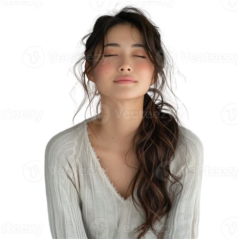 Tranquil Woman With Closed Eyes And Flowing Hair 43974724 Png