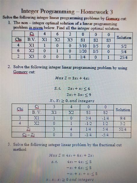 integer programming homework 3 solve the following
