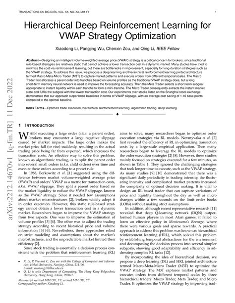 pdf hierarchical deep reinforcement learning for vwap strategy optimization