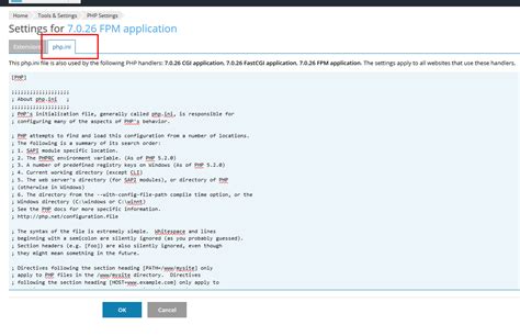 how to find and edit php configuration files in plesk for a domain or for global php handler